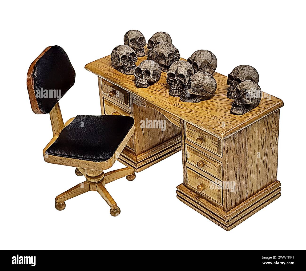 Wooden Desk with drawers Stock Photo - Alamy