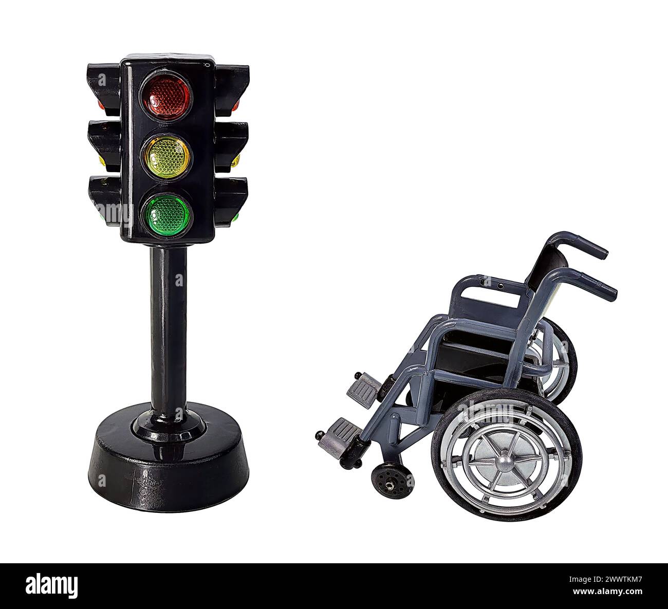 Traffic light with red, yellow and green lights with wheelchair Stock ...