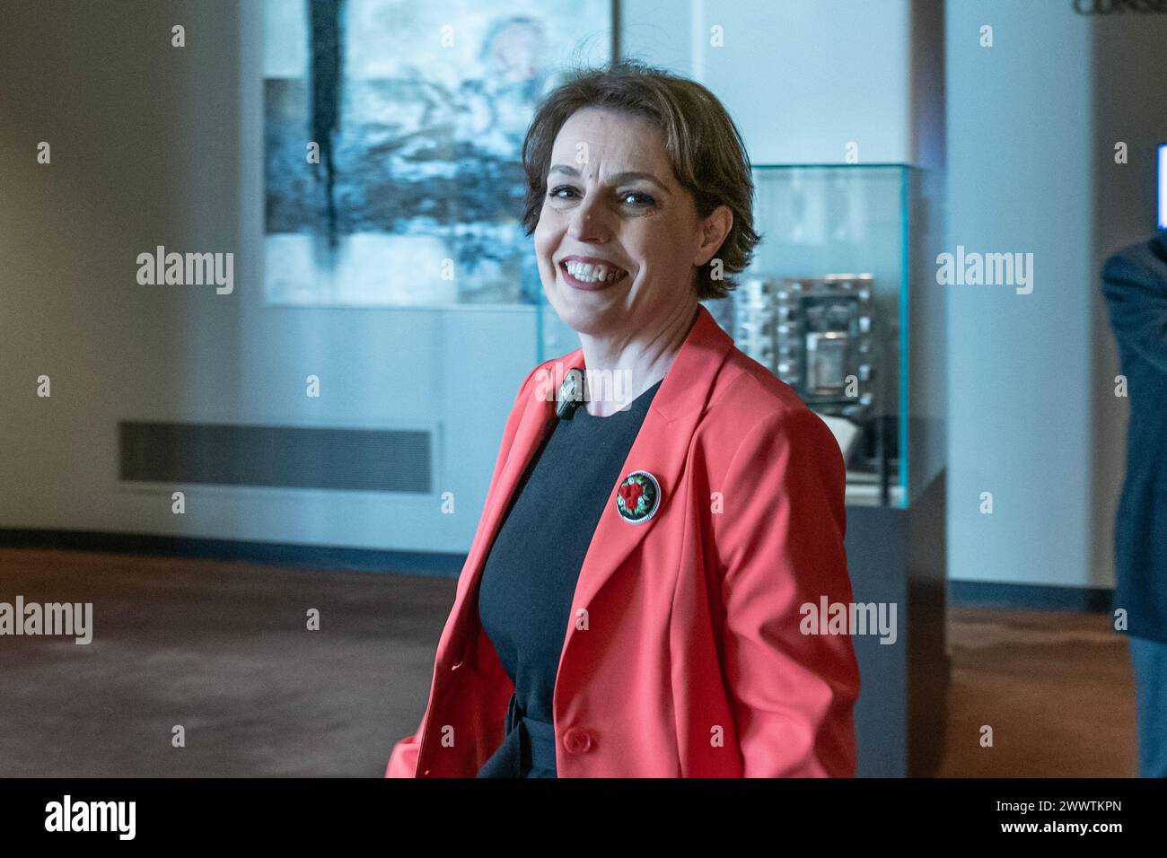 Kosovo Foreign Minister Donika Gervalla-Schwarz walks in the hallway of ...