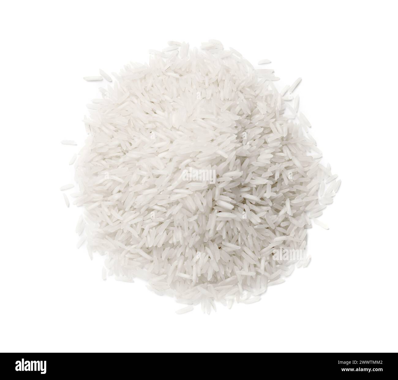 Pile of raw basmati rice isolated on white, top view Stock Photo - Alamy