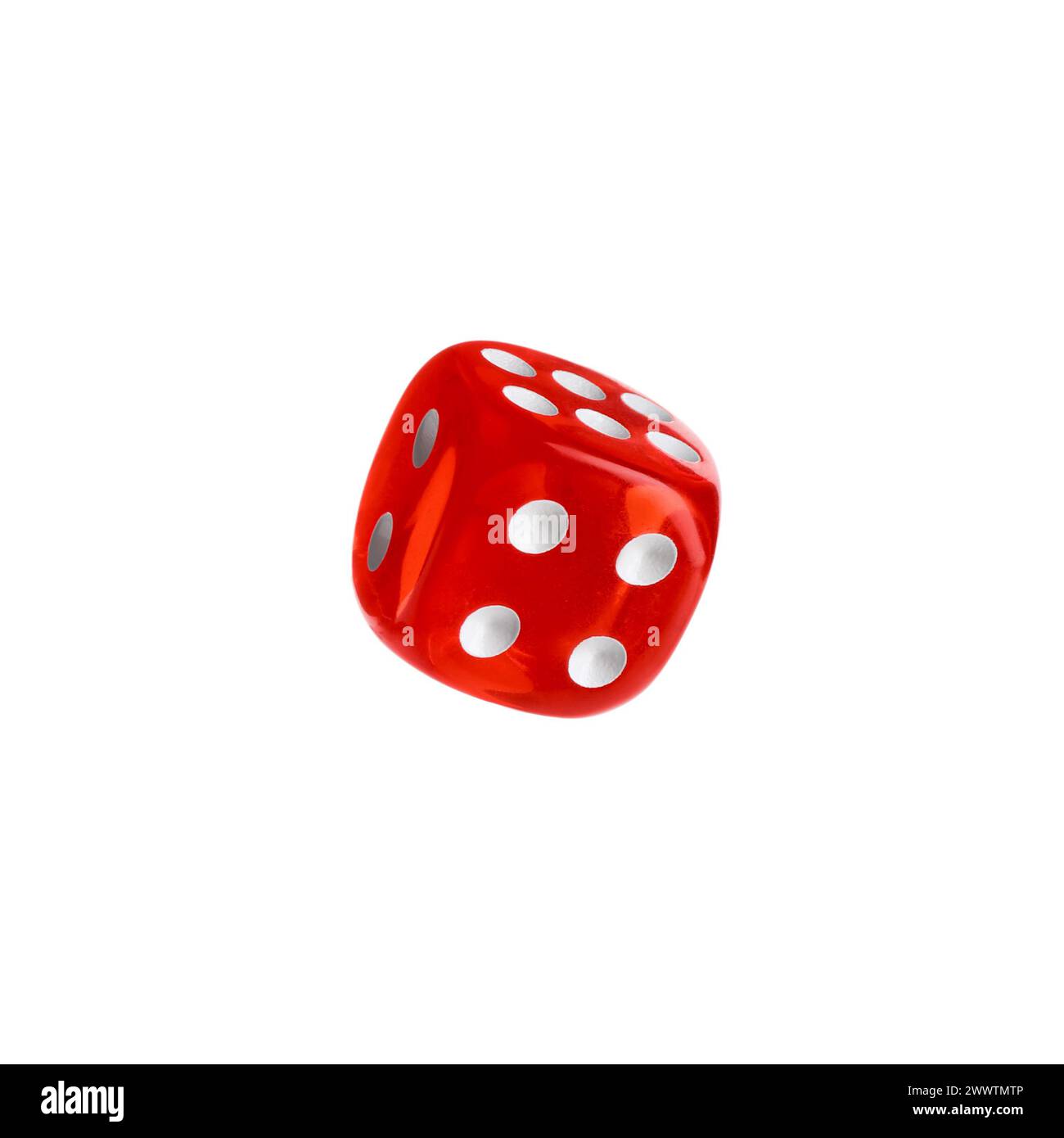 One red game dice isolated on white Stock Photo - Alamy