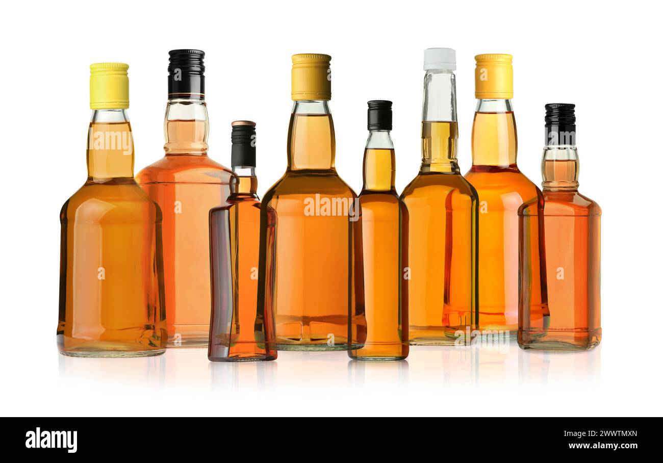 Many bottles of scotch whisky Cut Out Stock Images & Pictures - Alamy
