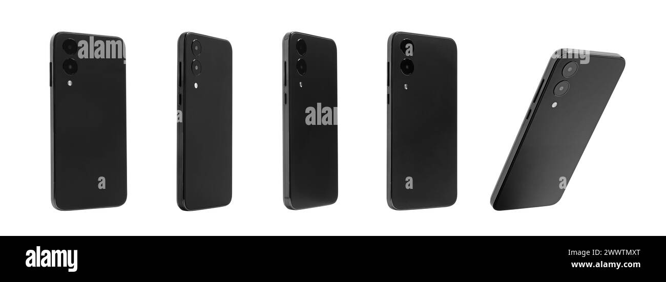 Smartphone isolated on white, collage of photos Stock Photo - Alamy