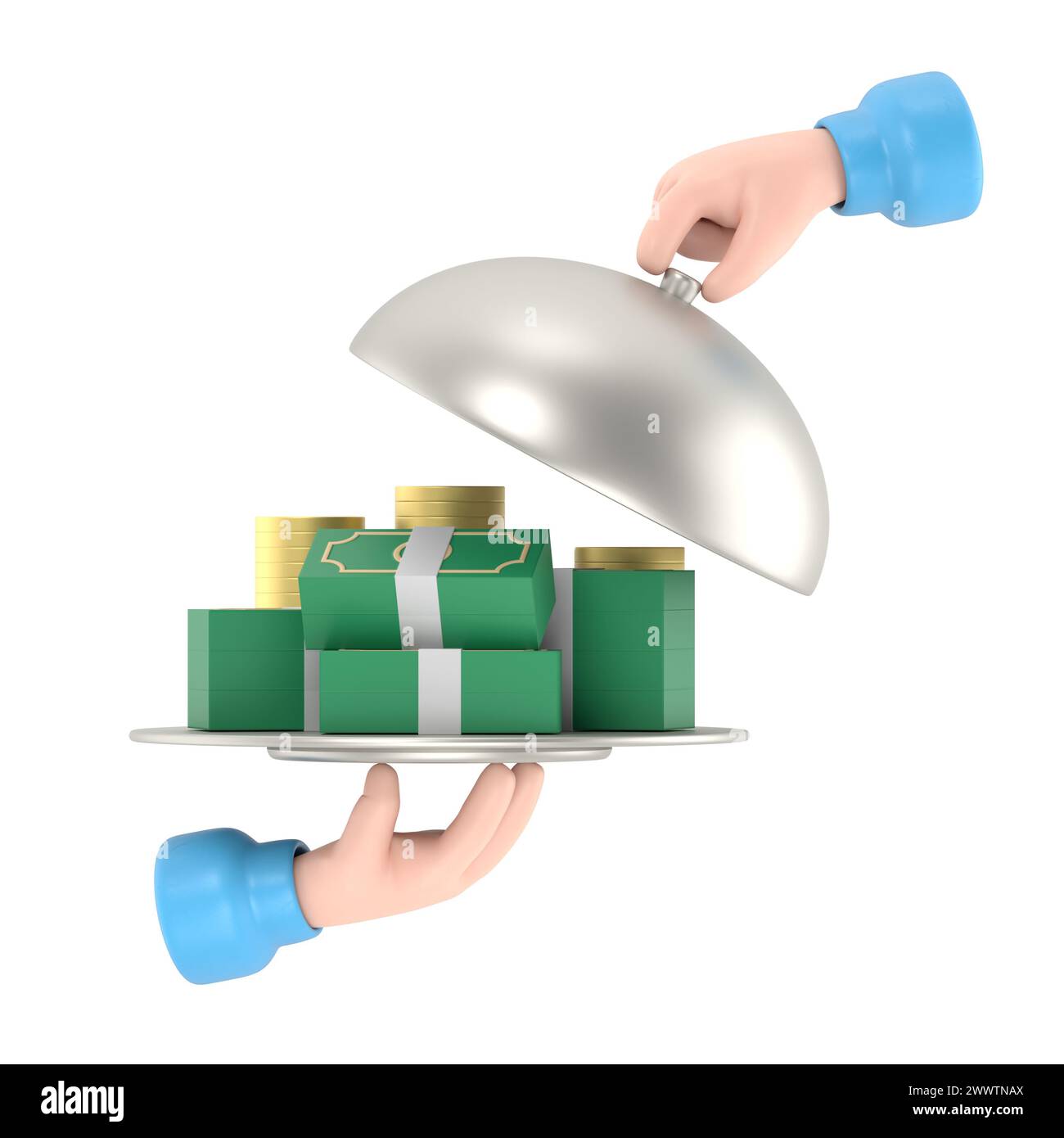 Cartoon Gesture Icon Mockup.Design concept of easy money. 3D ...