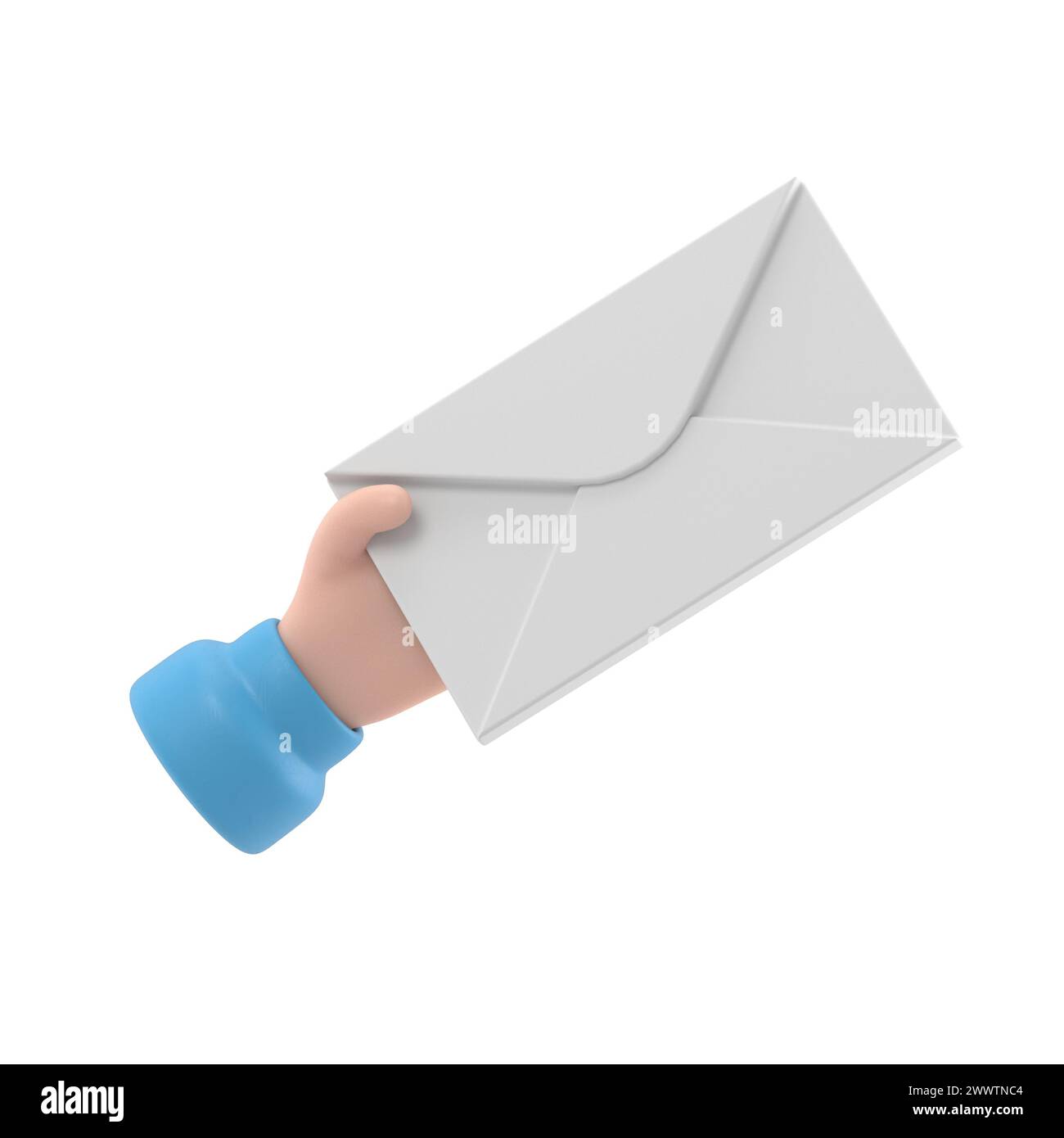 Envelope holding in the hand. Email message concept, sending. Postman ...