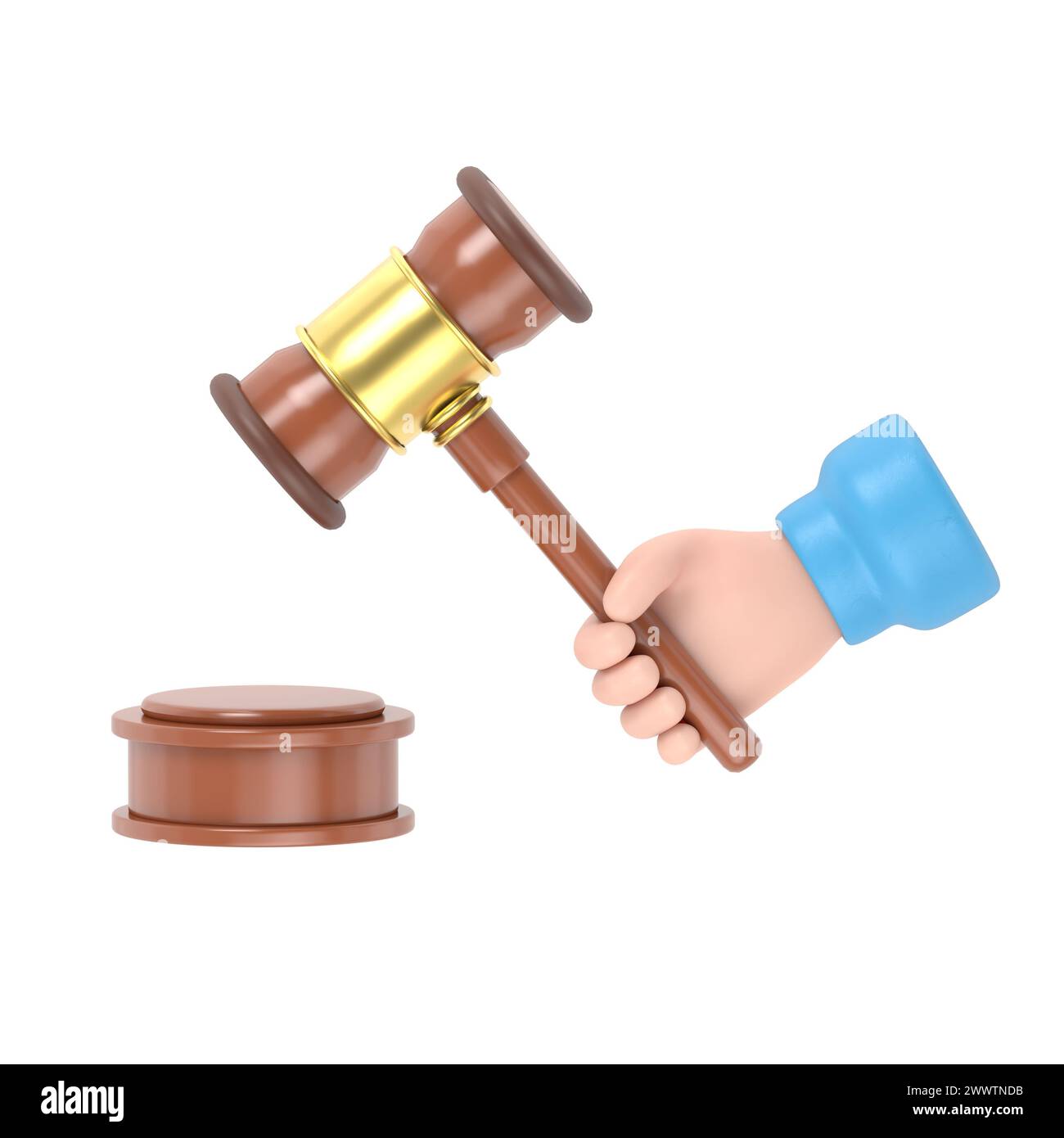 Cartoon Gesture Icon Mockup.Justice. Hand holding judges gavel. 3D ...