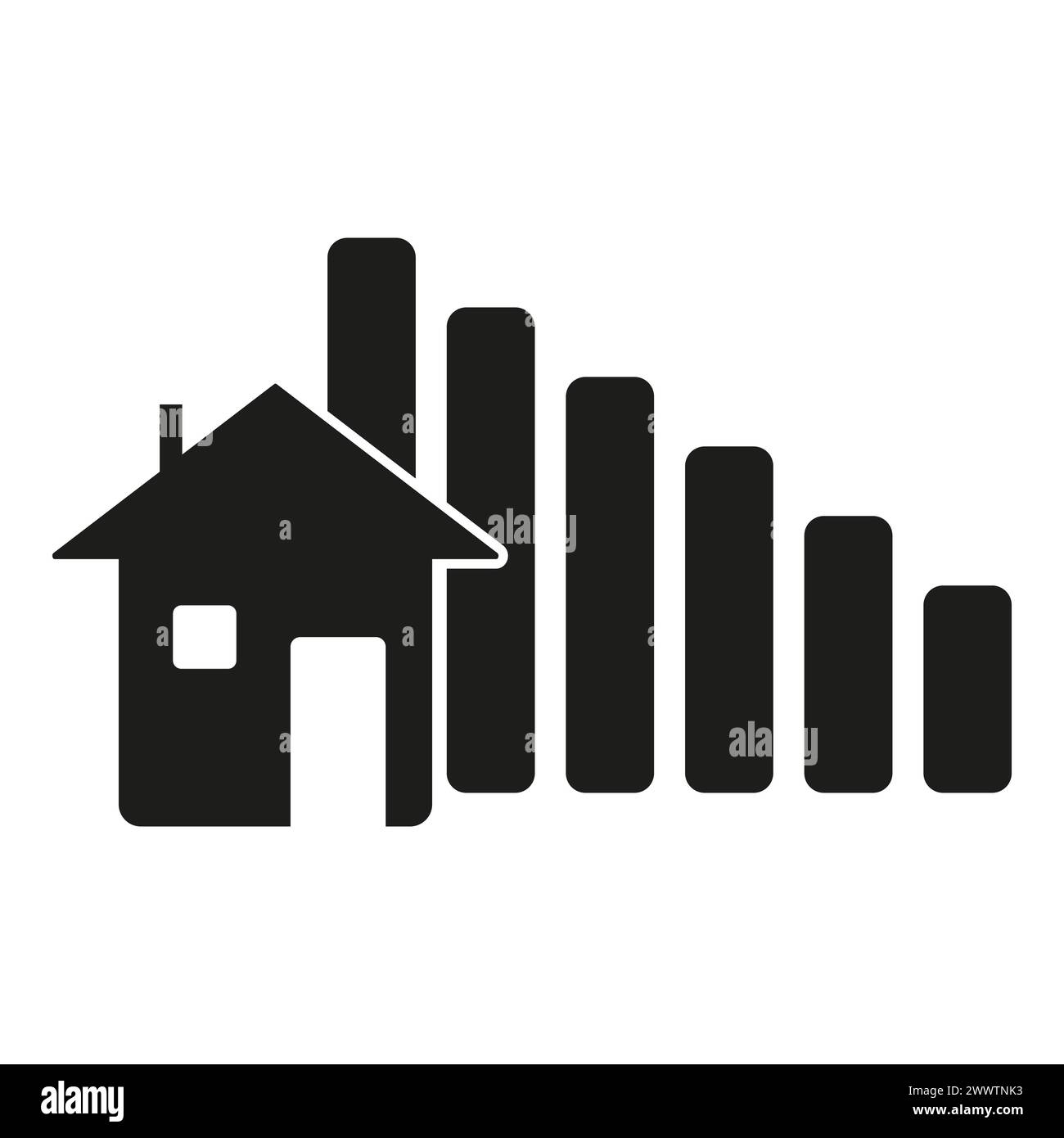 Home market growth icon. Real estate value graph. Housing investment ...