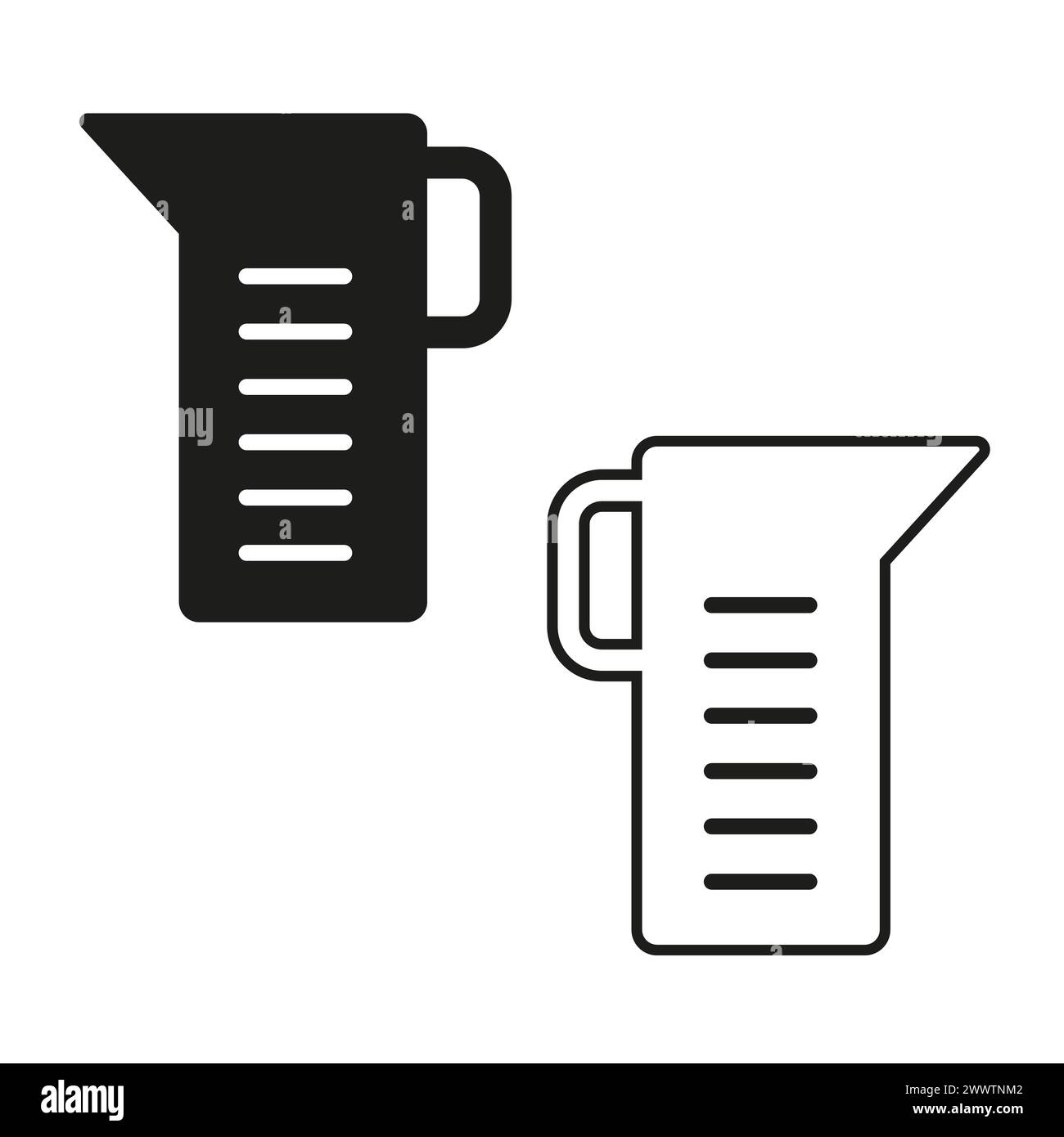 Set of measuring jug icons. Kitchen liquid measuring cups. Cooking ...