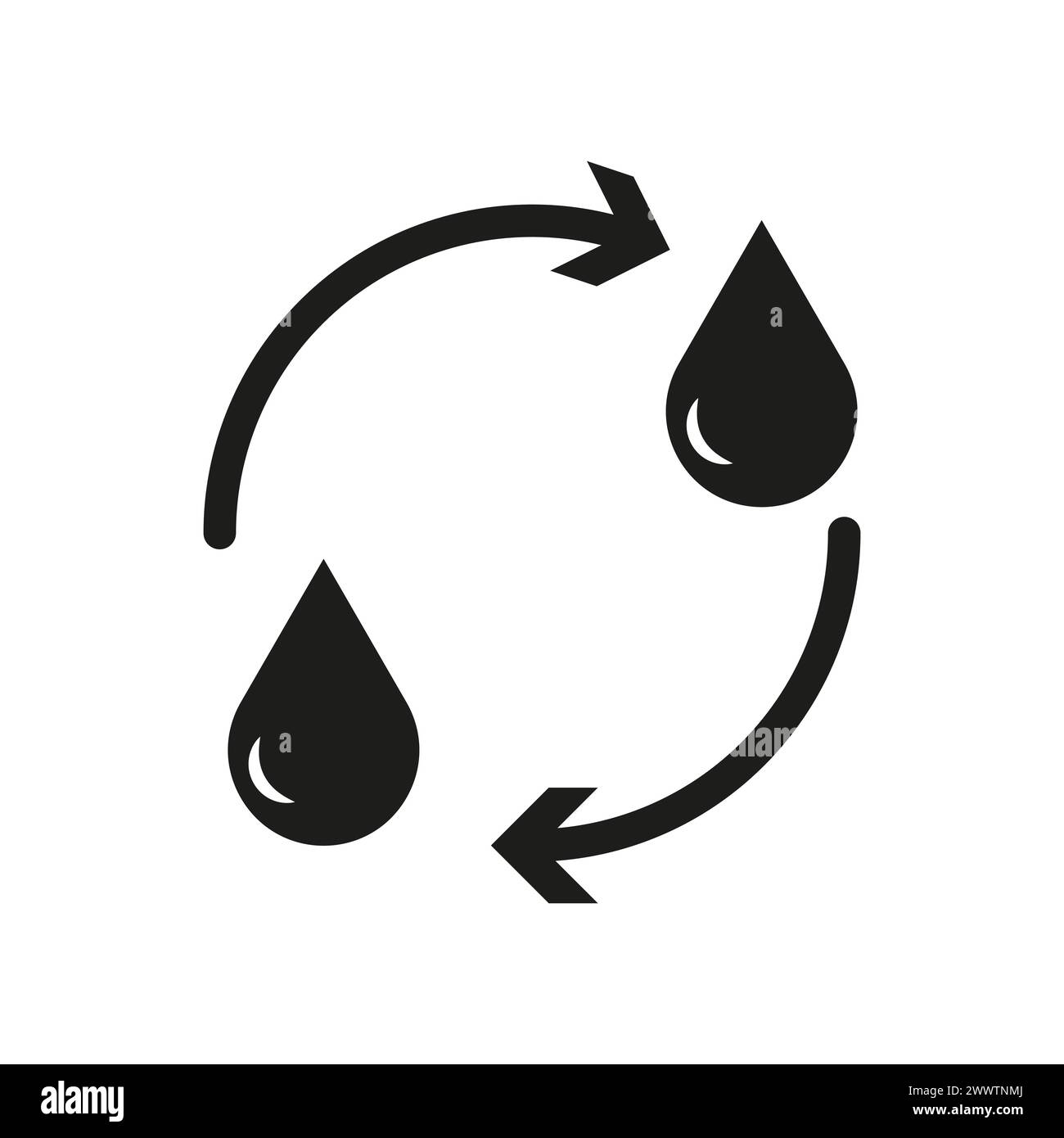 Water cycle icon. Environmental recycling arrows with water drops ...