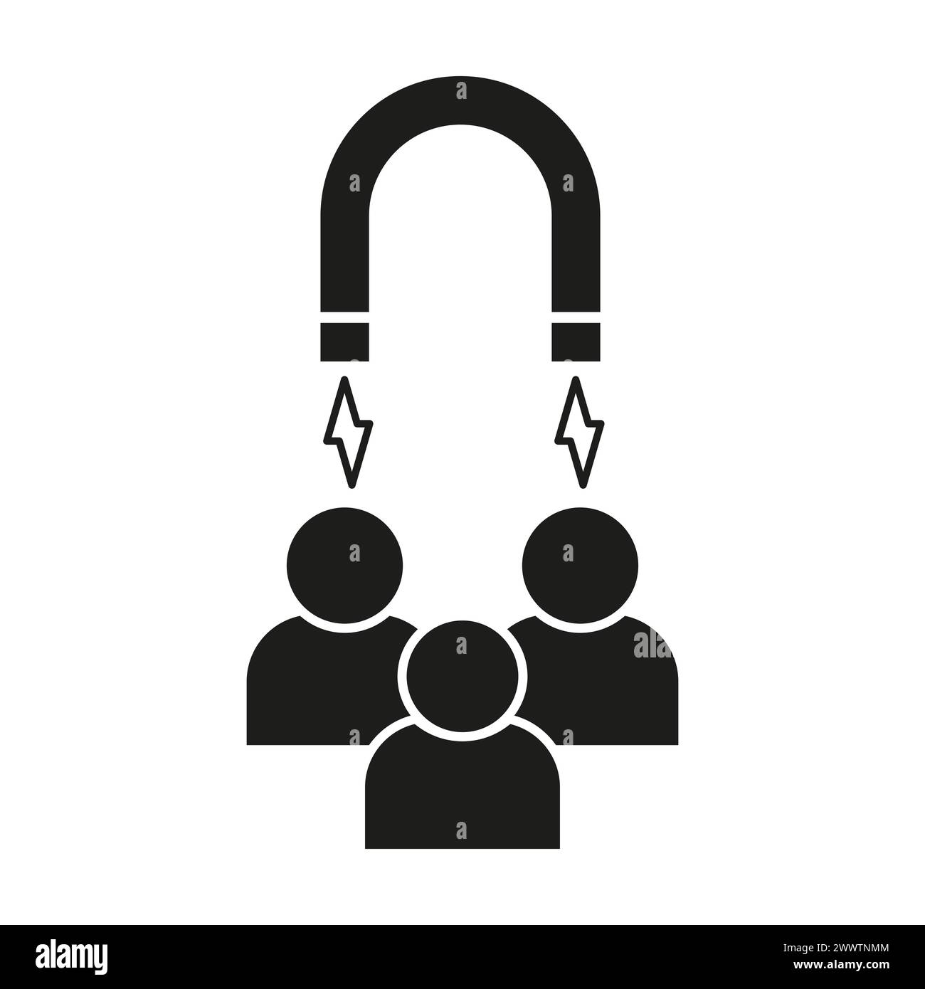 Teamwork attraction magnet icon. Group collaboration symbol. Magnetic ...