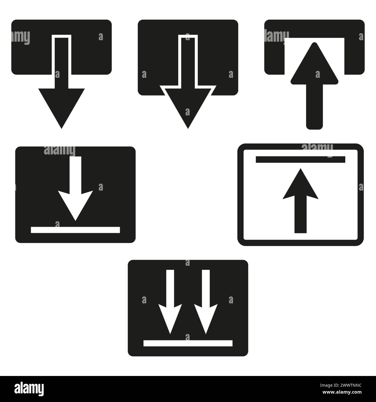 Download and upload icons set. Data transfer symbols collection. File ...