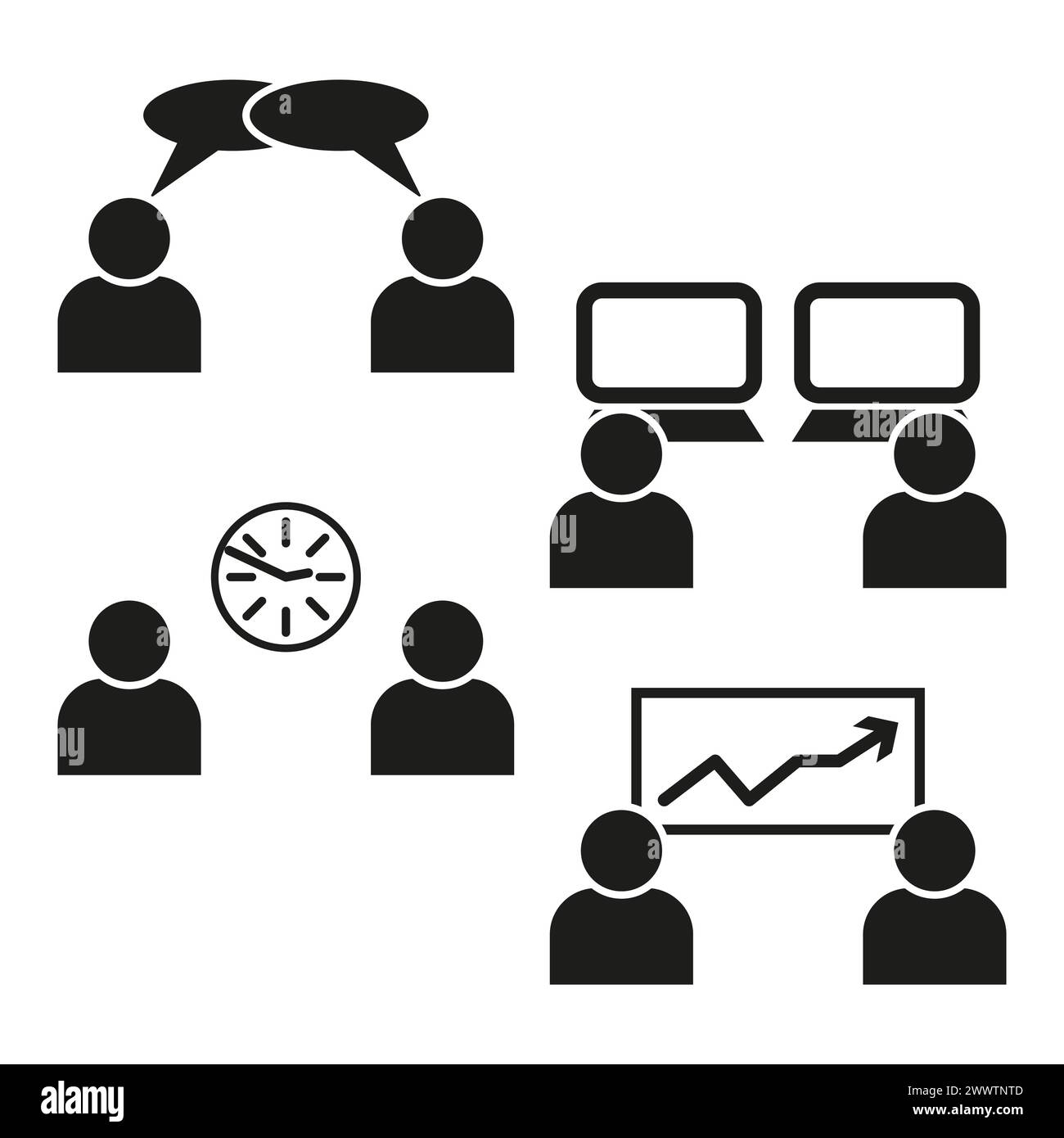 Communication and teamwork icons set. Discussion and dialogue symbols ...