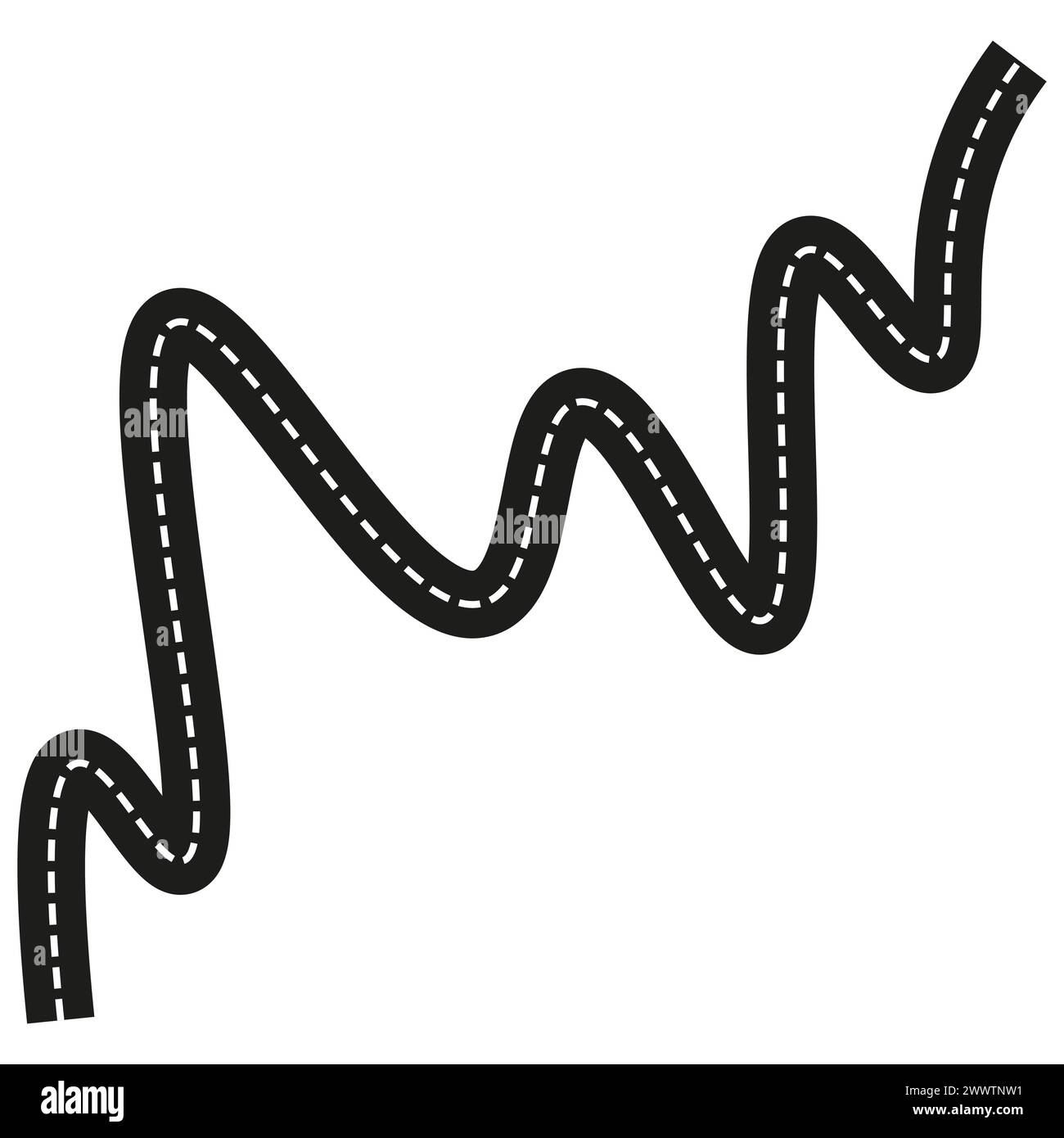 Winding road icon. Curved pathway symbol. Flexible route sign. Journey concept design. Vector ...