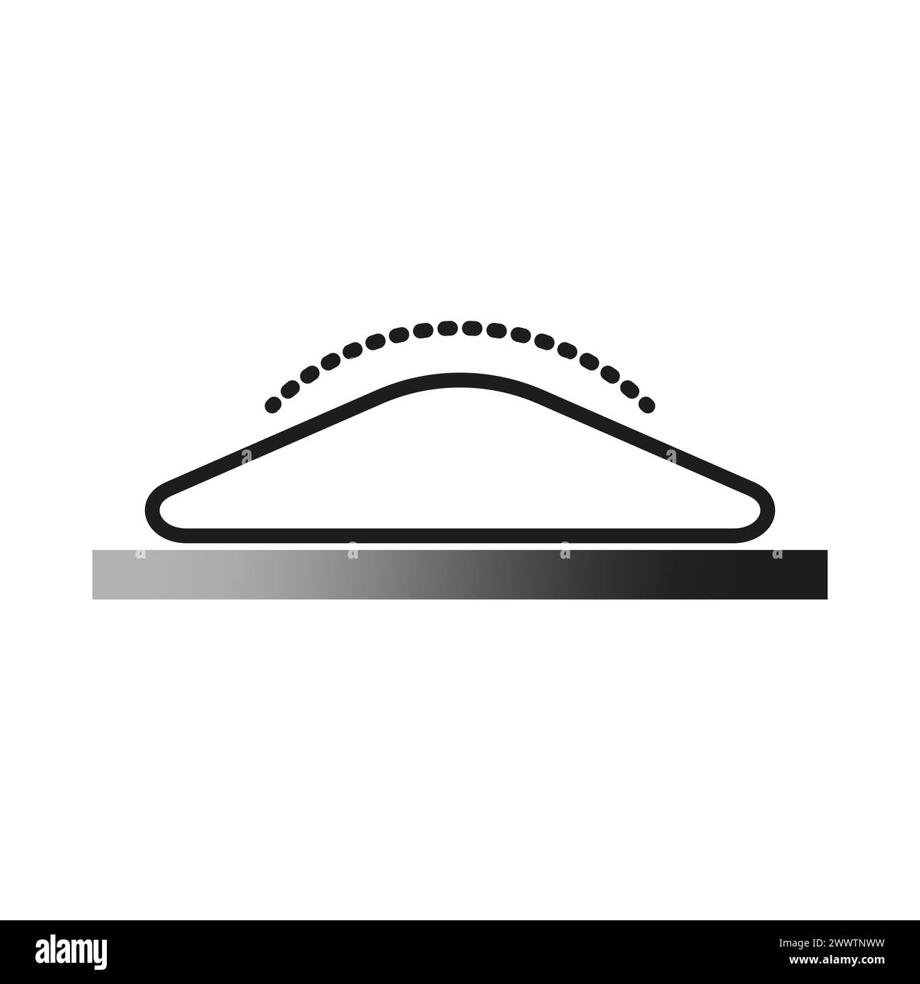 Minimalist mountain icon. Dotted hiking trail. Outdoor adventure symbol ...