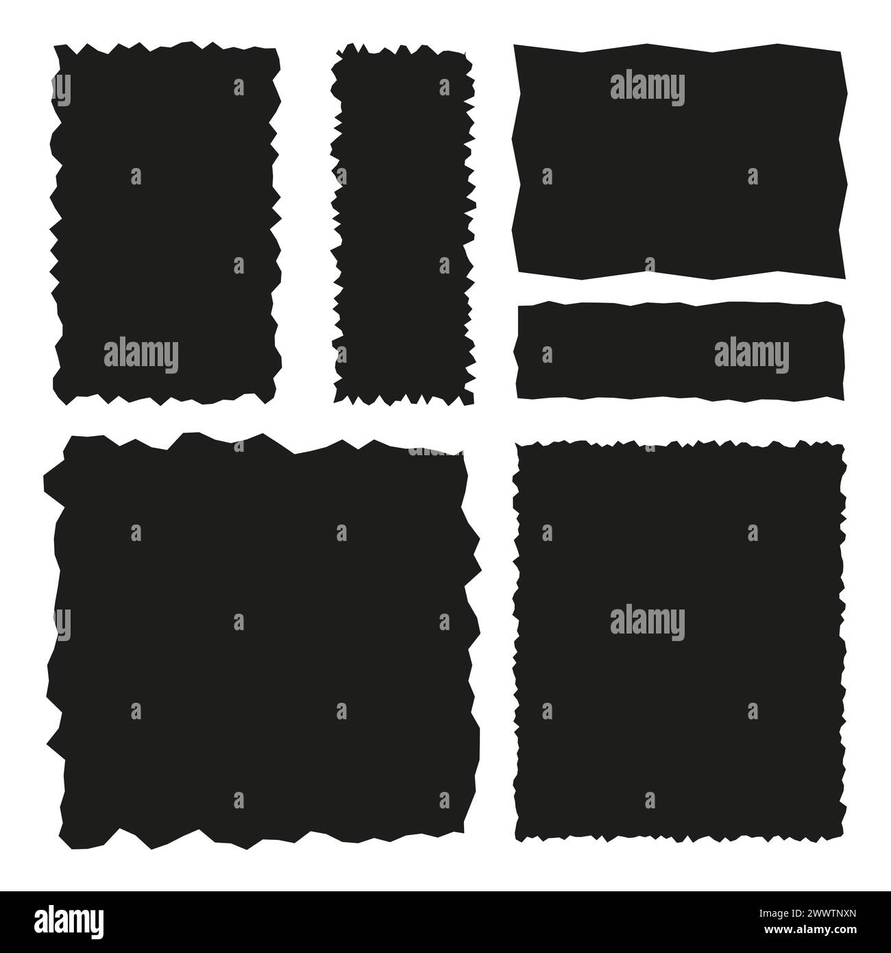 Set of torn paper edges. Rough texture banners. Ripped pages collection ...