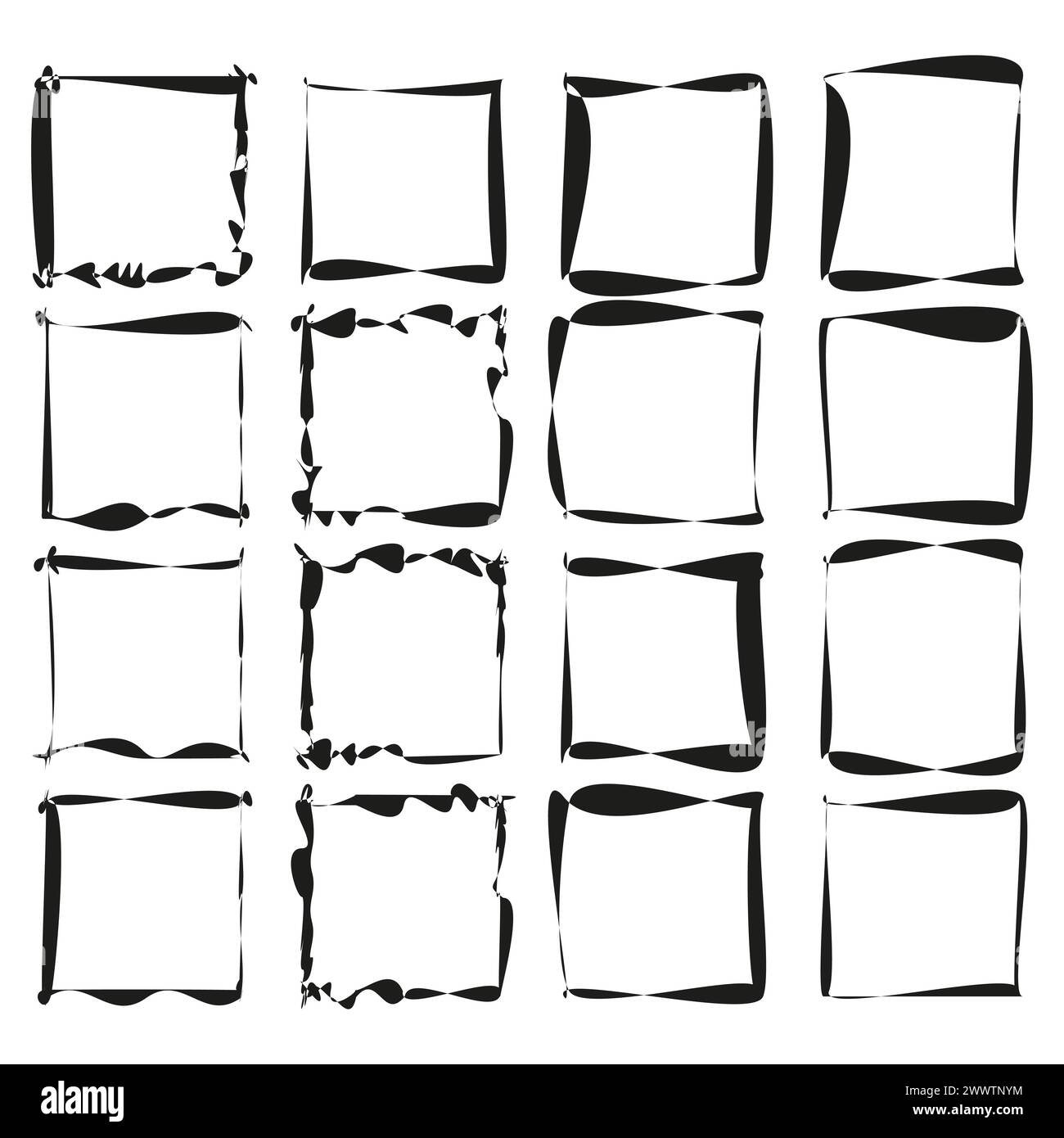 Abstract twisted frames set. Distorted borders collection. Dynamic rectangle shapes variety ...