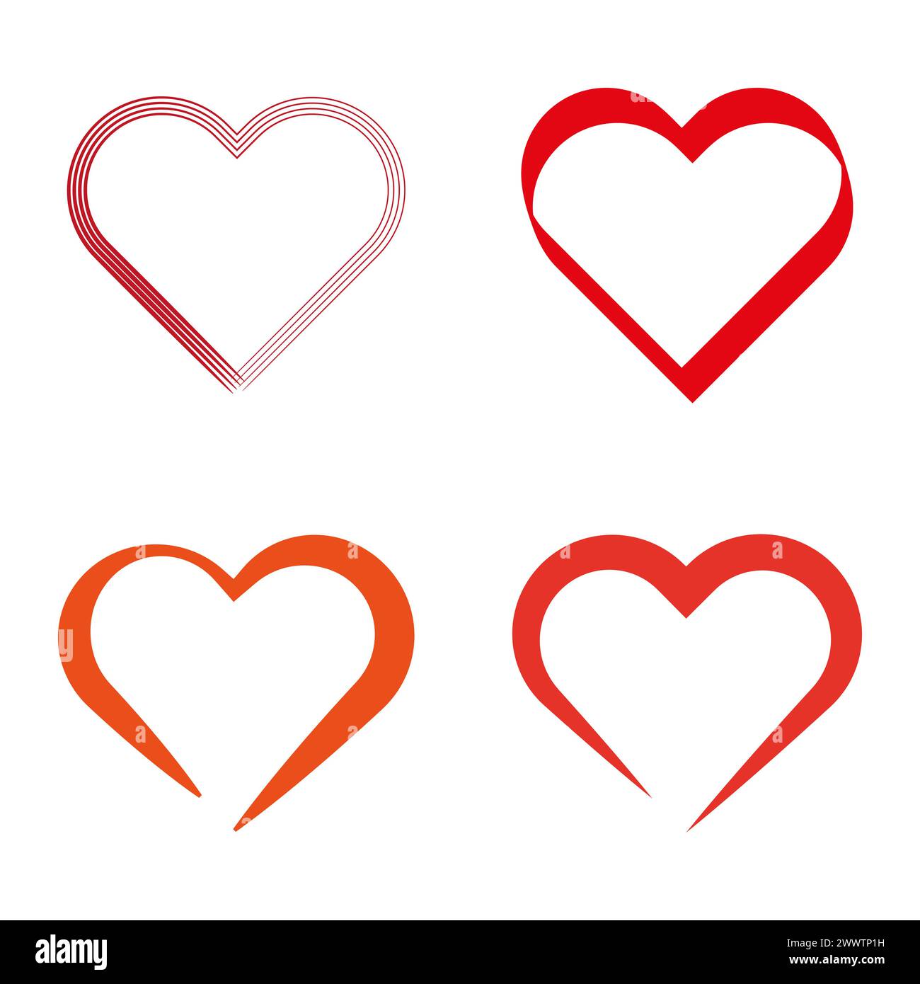 Heart icons set. Love symbols collection. Romantic design elements ...