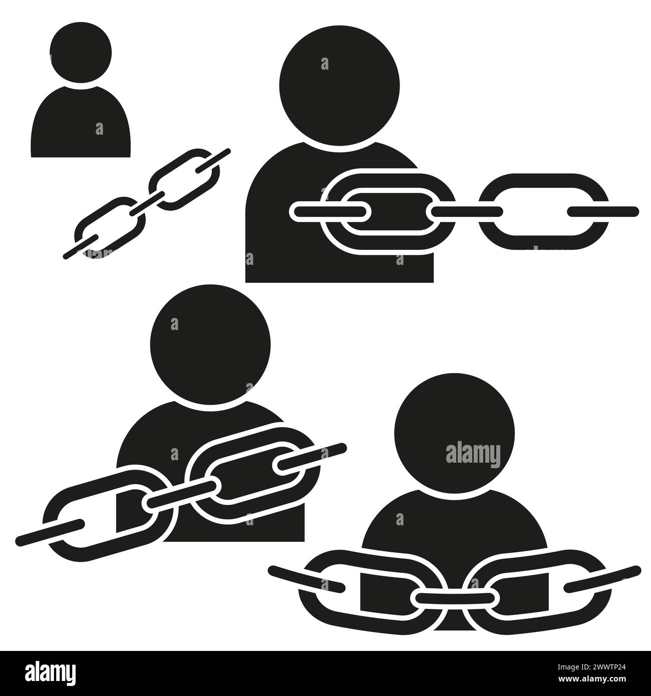 Chain link interaction between individuals. Personal connection and ...