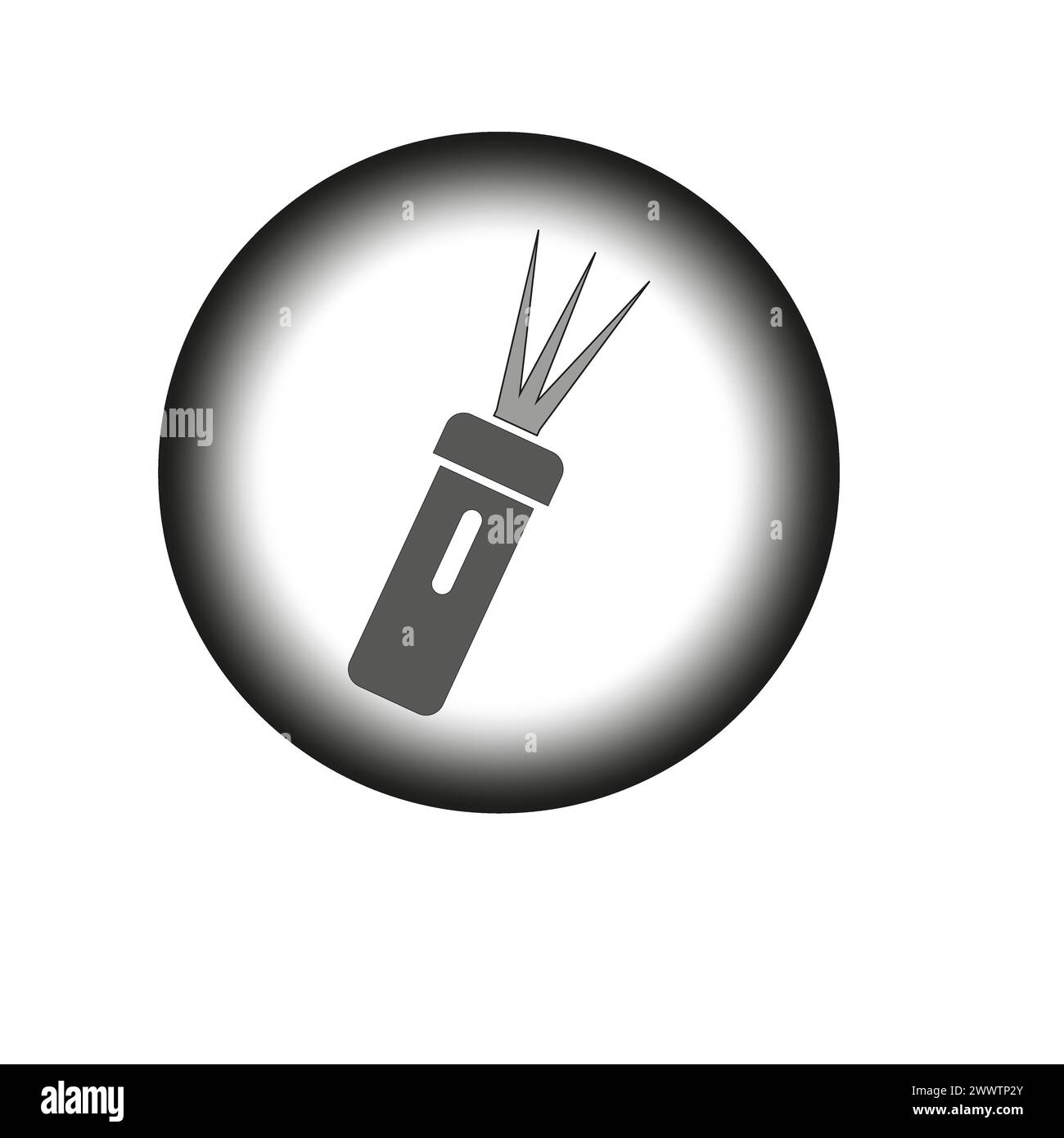 Flashlight shining light icon. Portable torch symbol. Circular gradient background. Vector ...