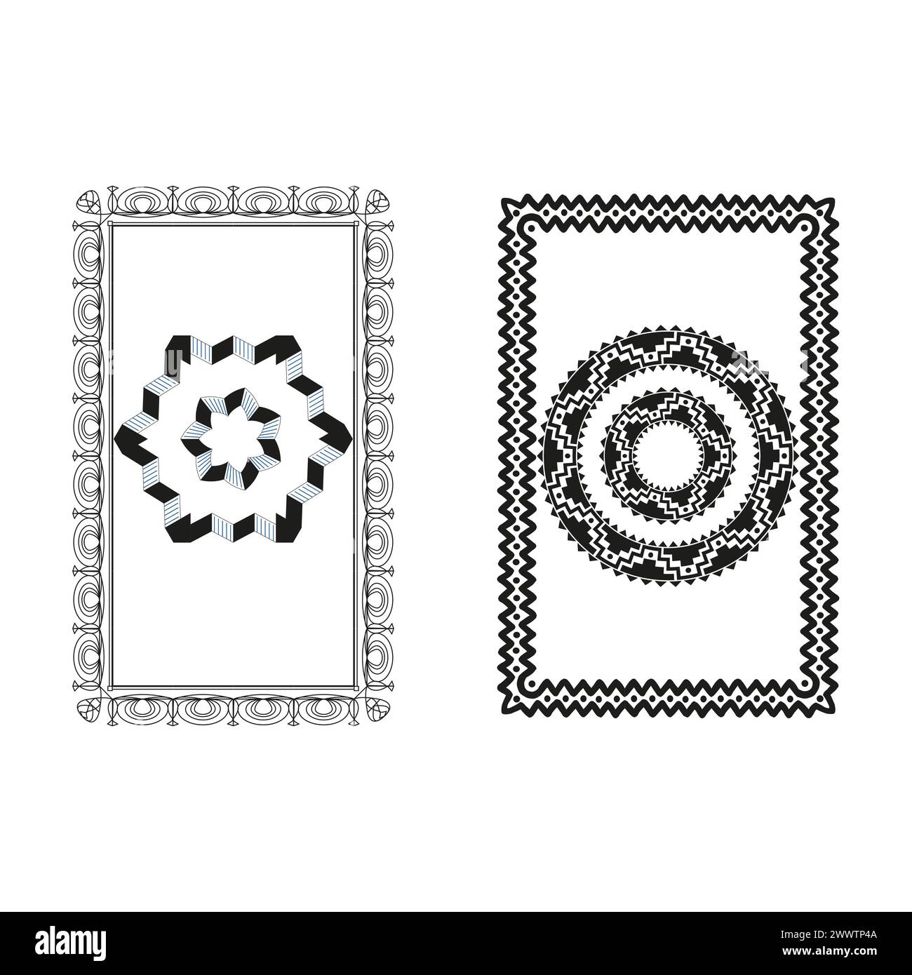 Decorative frames with central motifs. Ornate and geometric patterns. Elegant border designs ...