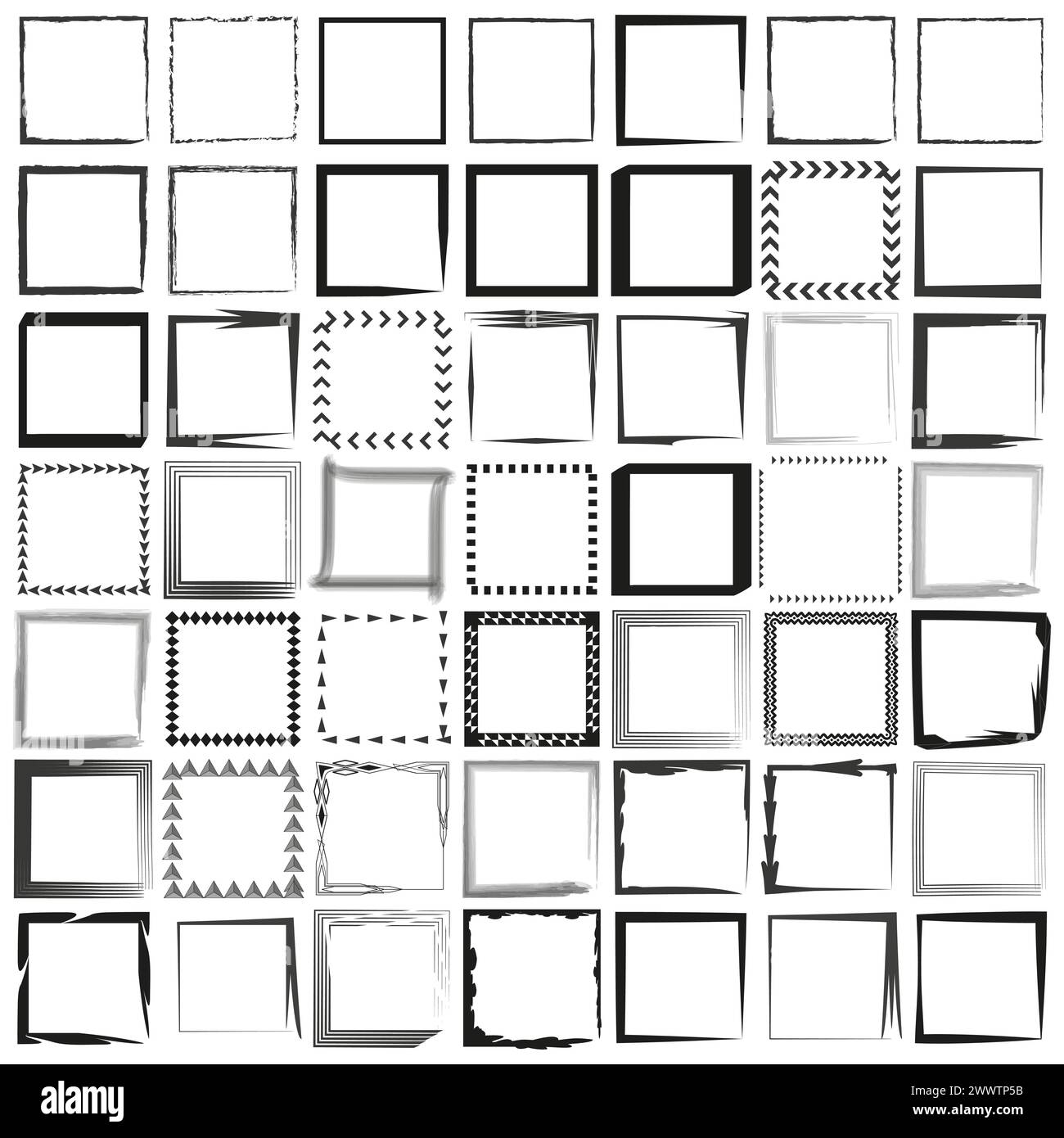 Extensive Collection Of Square Frames Various Border Styles And Textures Monochrome Design