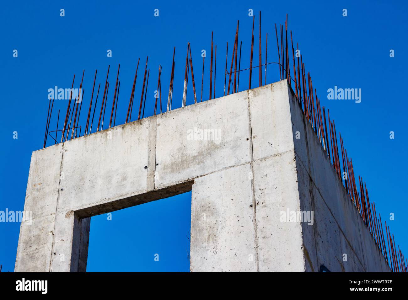 Fragment of a building under construction made of concrete and ...