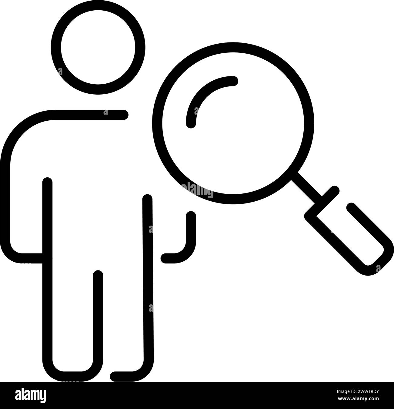 Hand human magnifying glass icon Black and White Stock Photos & Images ...