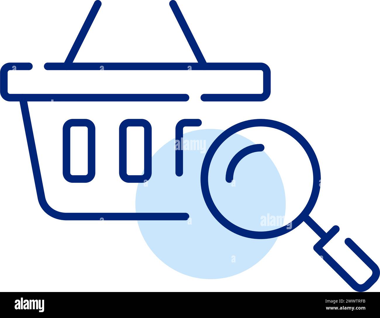 Shopping basket and magnifying glass. Browse goods, explore deals and ...