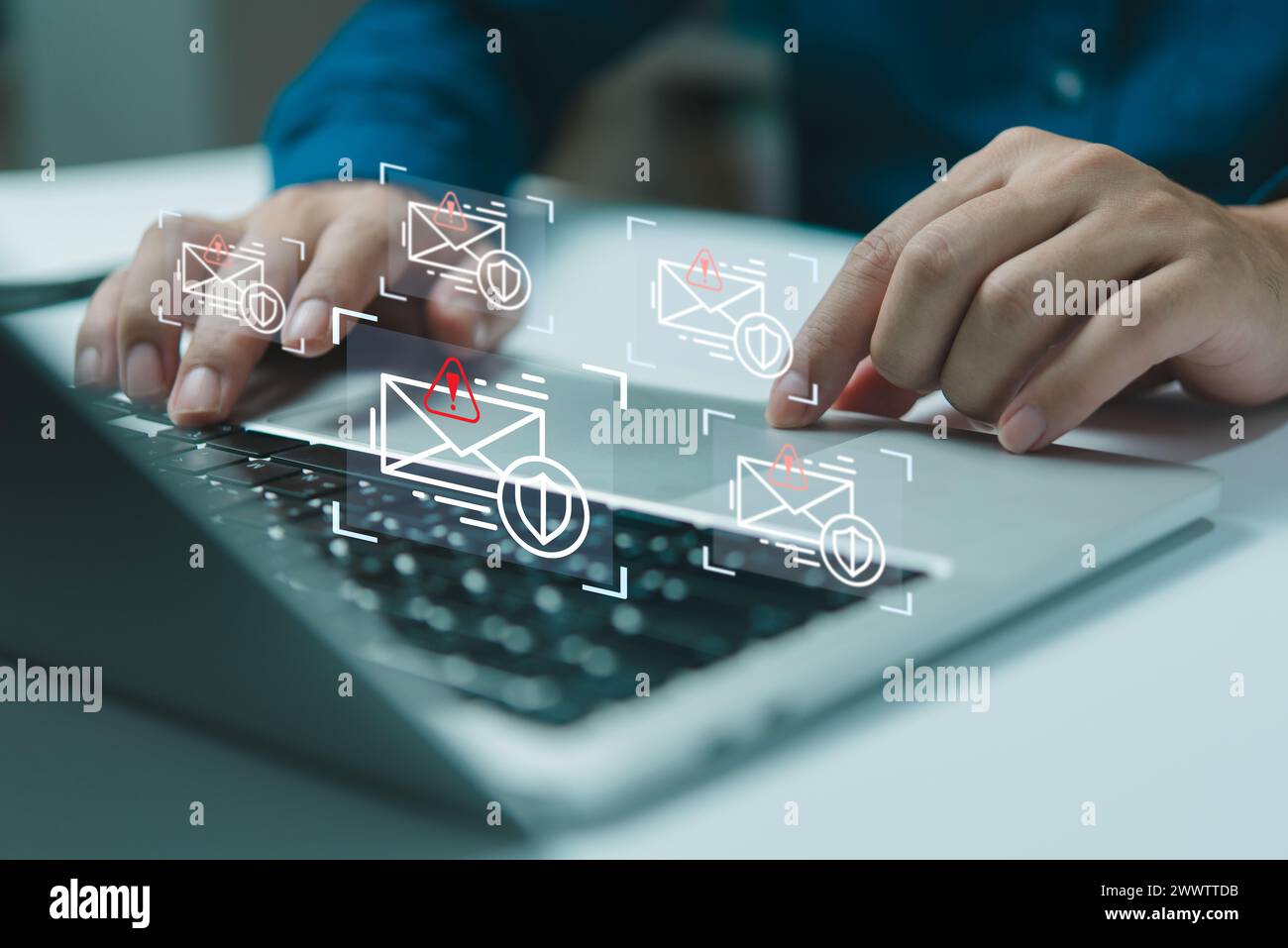 Alert email inbox notification in computer technology laptops and ...