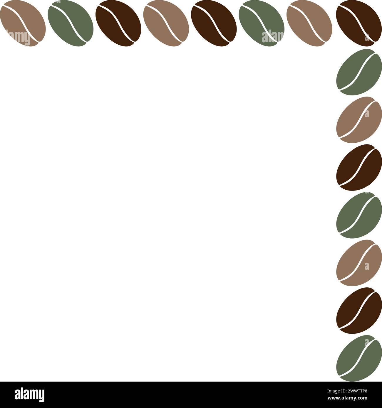 Abstract corner frame border of coffee bean in trendy green and brown ...