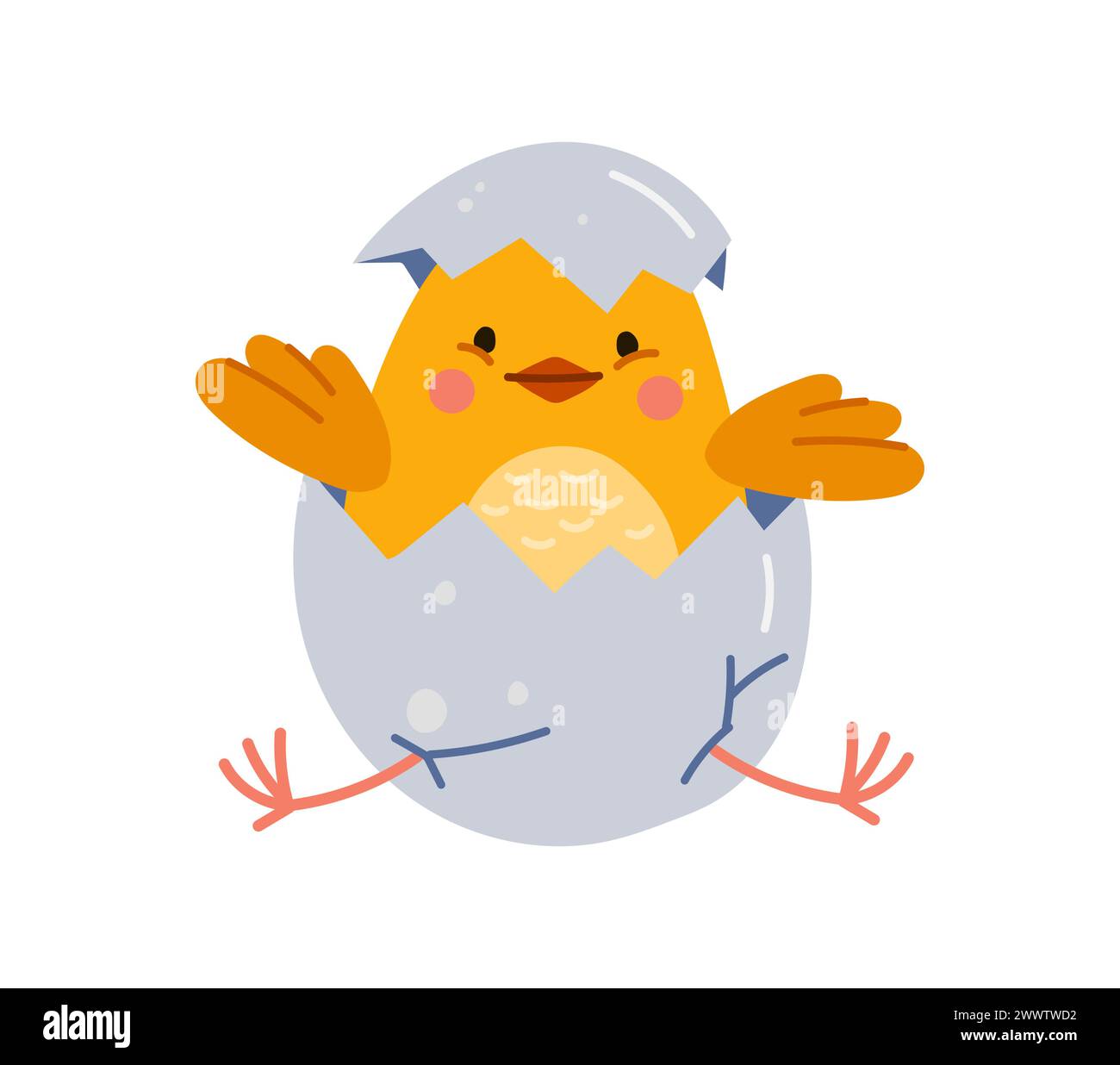 Cute cartoon chick character, adorned in yellow feathers, peeks out ...