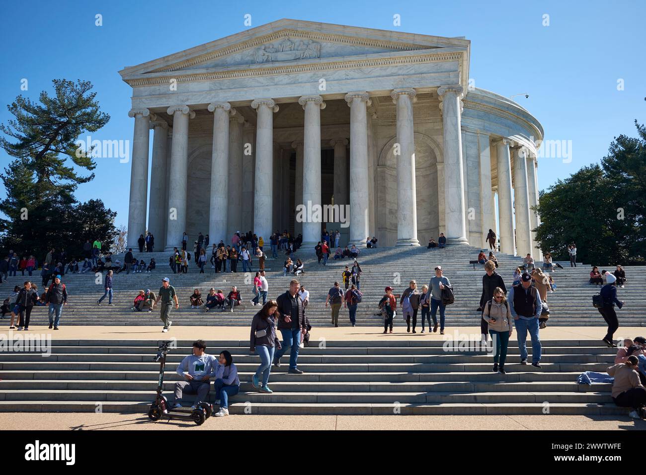 Exterior of the Jefferson Memorial in Washington, DC, a celebrated ...