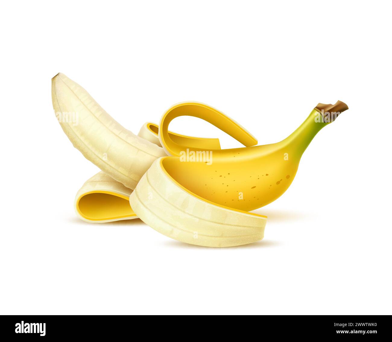 Realistic isolated banana fruit. Isolated 3d vector ripe elongated ...
