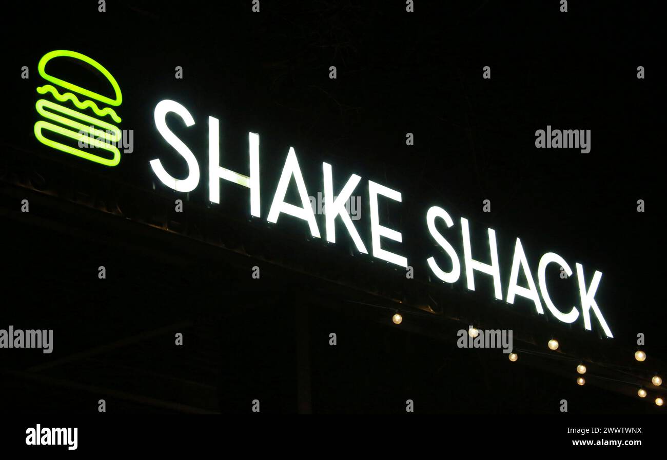 The logo of Shake Shack is seen in Minato Ward, Tokyo on February 8 ...