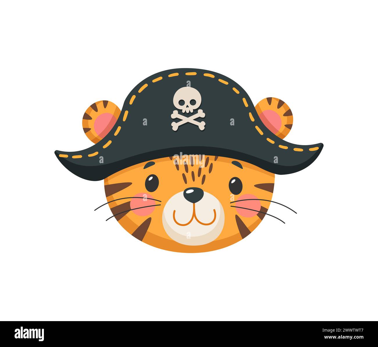 Cartoon tiger animal pirate and corsair. Cute wild cat cub sailor or ...