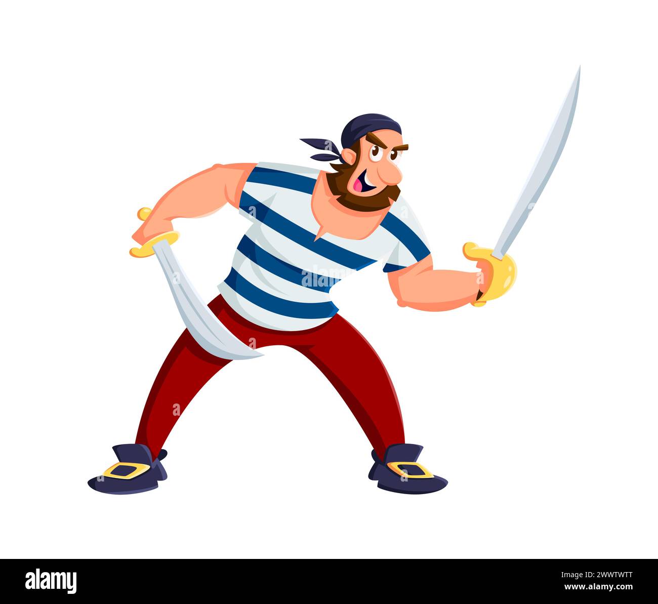 Cartoon pirate and corsair sailor character. Isolated vector personage ...