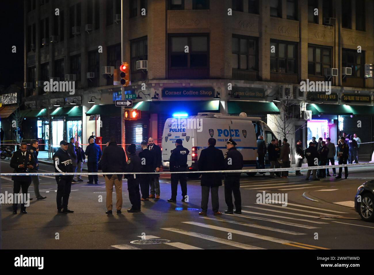 Queens, New York, USA. 25th Mar, 2024. Police close off roads and ...