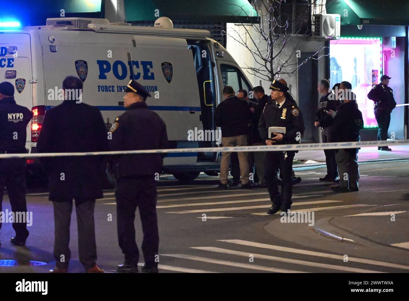 Queens, New York, USA. 25th Mar, 2024. Police close off roads and ...