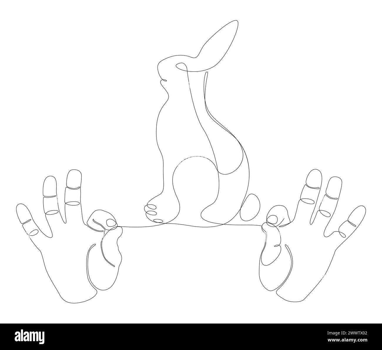 Easter bunny continuous one Black and White Stock Photos & Images - Alamy