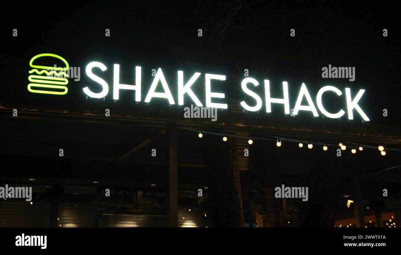 The logo of Shake Shack is seen in Minato Ward, Tokyo on February 8 ...