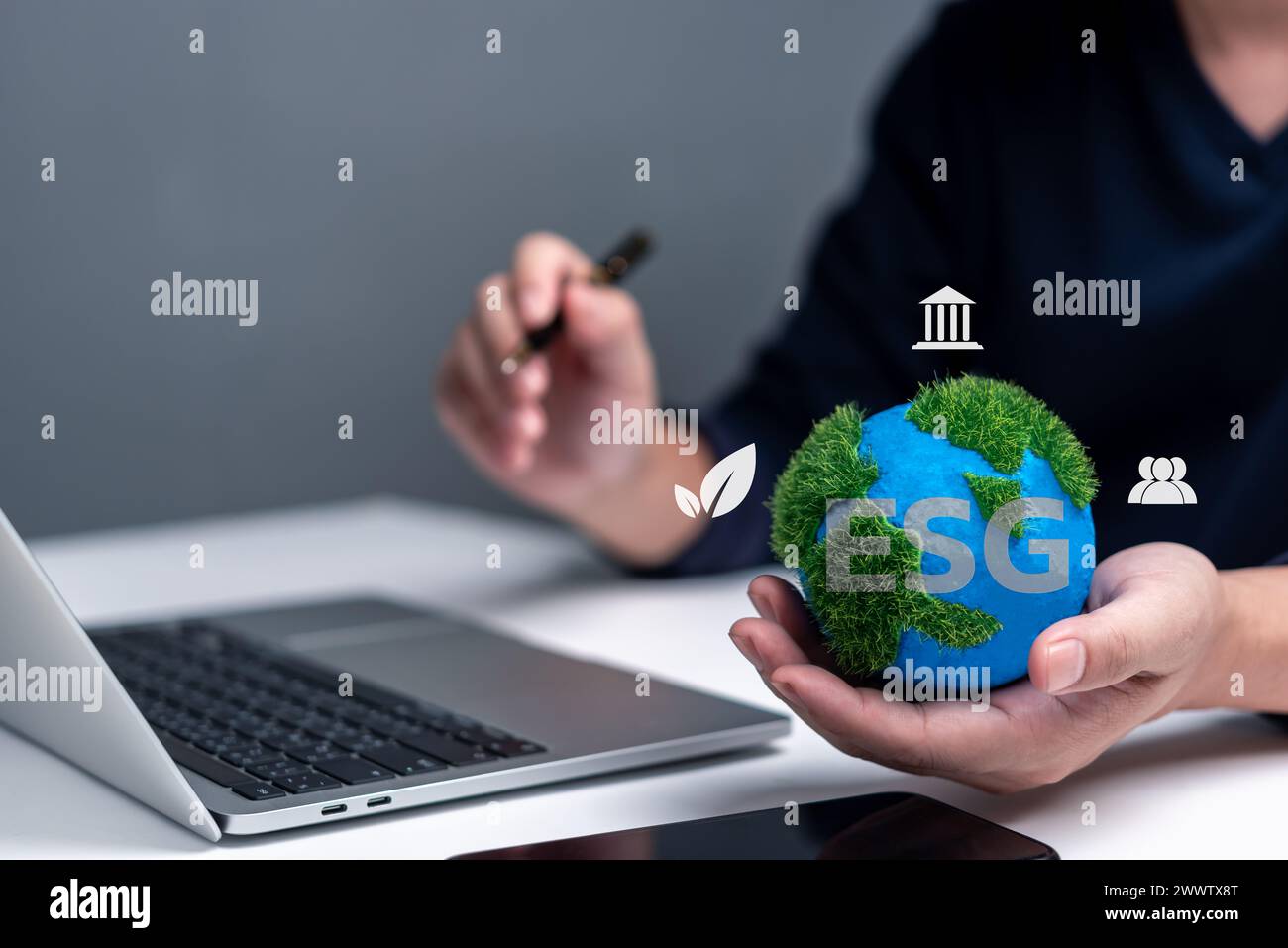 ESG environmental social governance, green earth day, investment globe ...