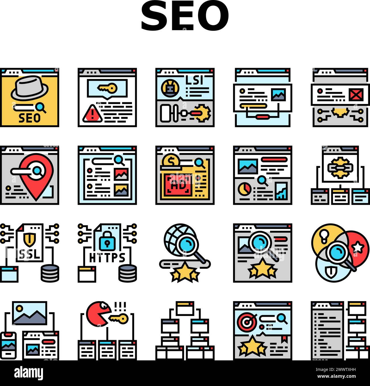 seo market rank search icons set vector Stock Vector Image & Art - Alamy