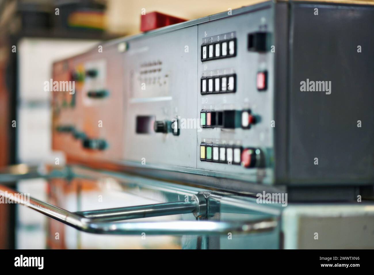 Factory, production and technology of machine closeup on system at ...