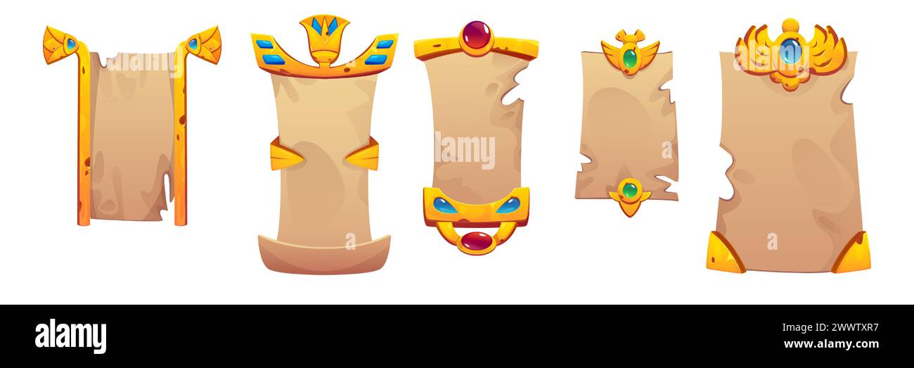 Ancient Egyptian game frame ui papyrus element. Egypt gold parchment ...