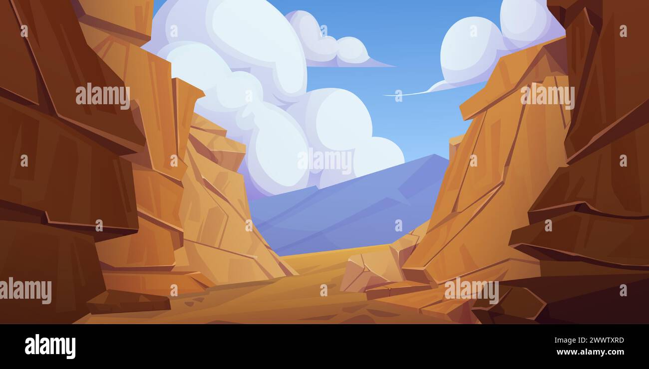 Desert landscape with canyon rock cartoon vector. Western scene with ...