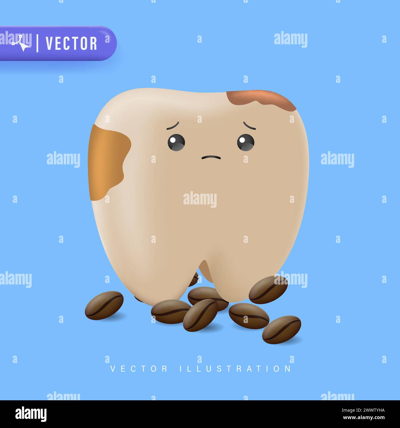 Unhealthy Teeth with Coffee Stains. Coffee Makes Your Teeth Yellow ...