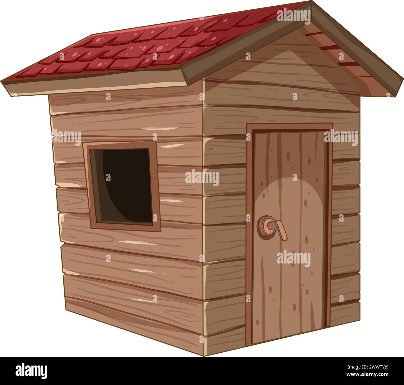 Cartoon-style illustration of a small wooden shed Stock Vector Image ...