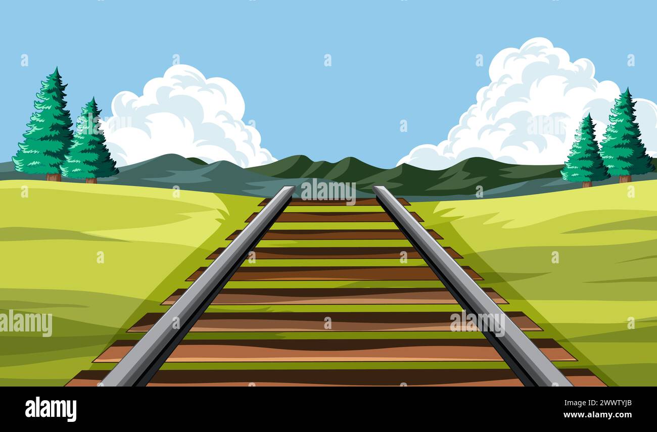 Vector illustration of railroad leading to mountains Stock Vector Image ...