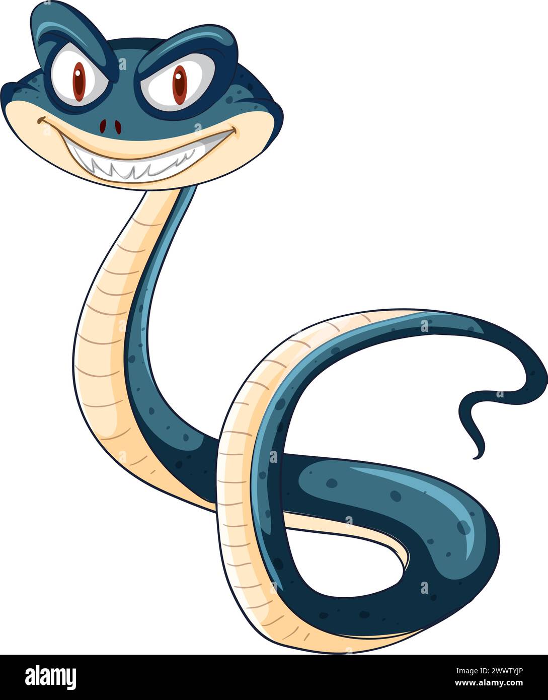 Vector graphic of a smiling, friendly snake character Stock Vector ...
