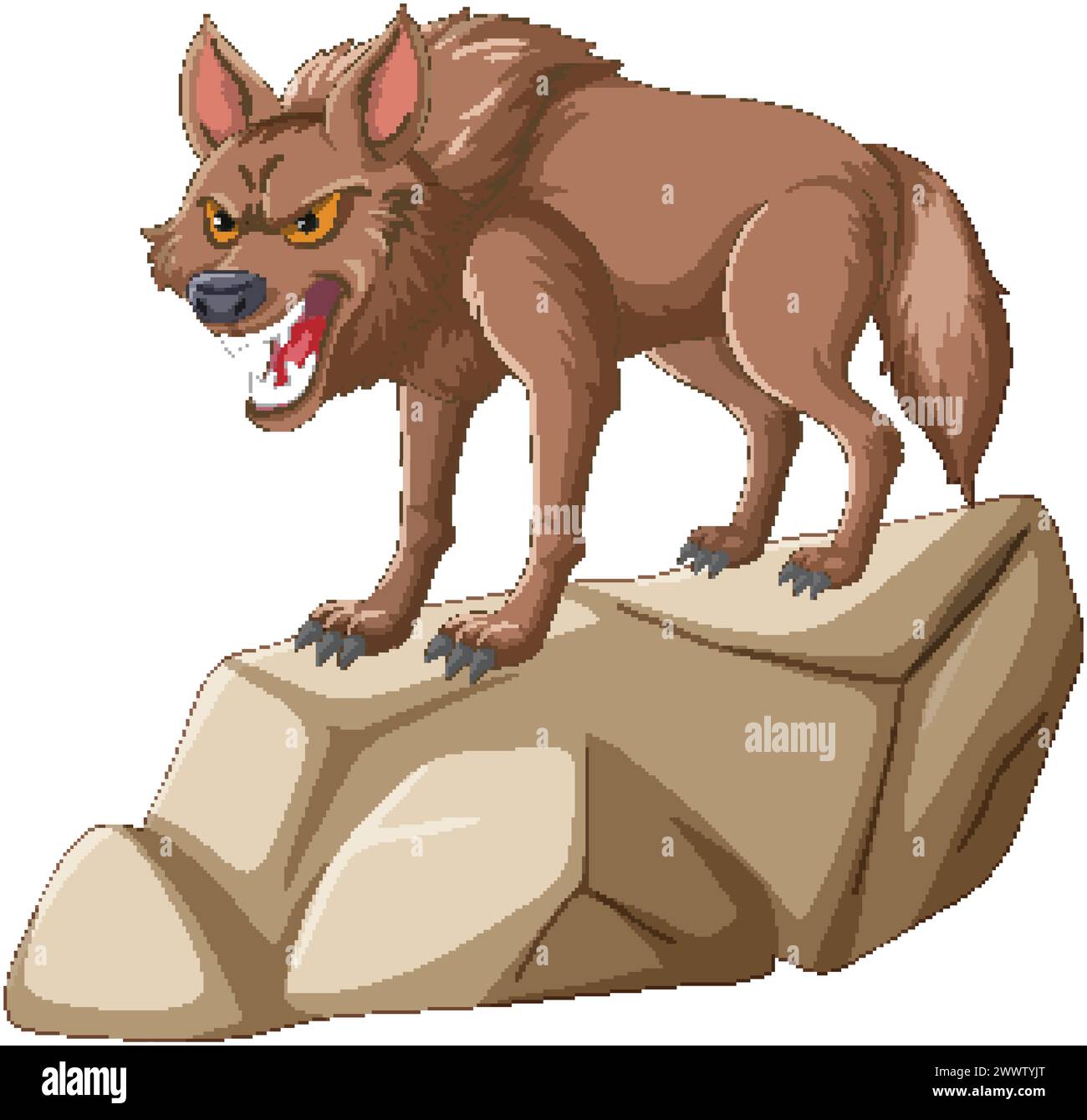 Vector illustration of an angry wolf on stone Stock Vector Image & Art ...